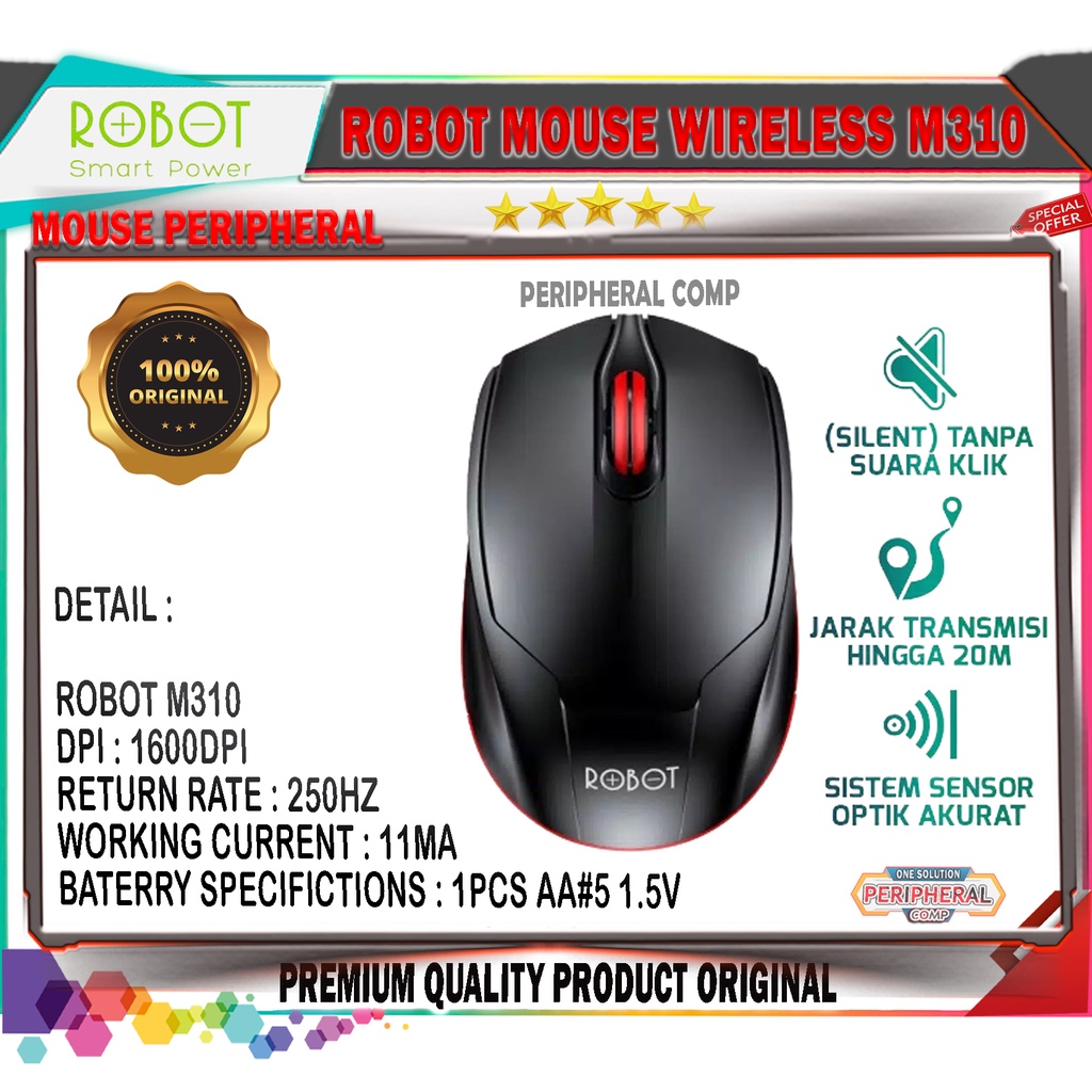 Jual MOUSE ROBOT WIRELESS M310 SILENT CLICK ORIGINAL | Shopee Indonesia
