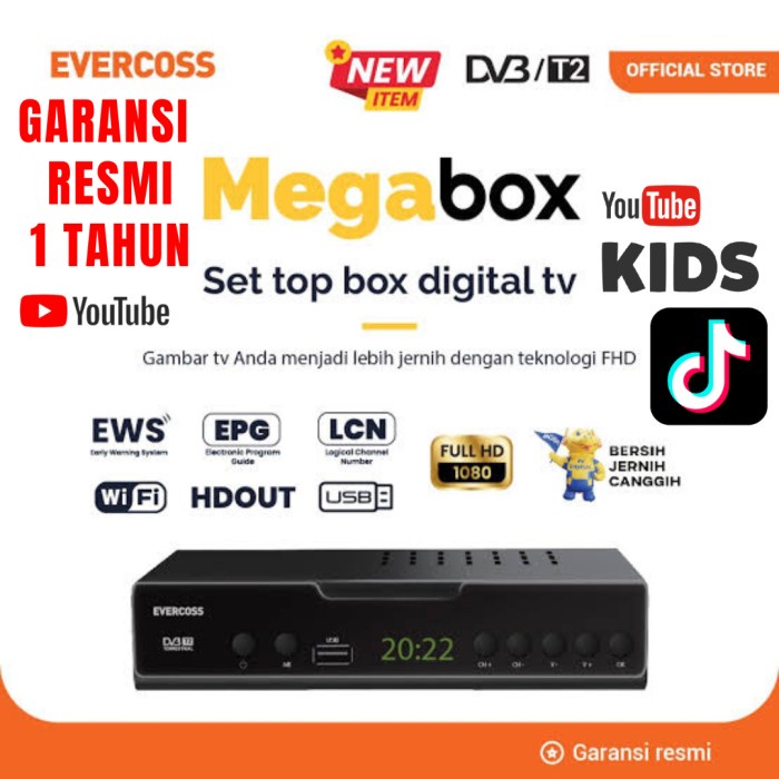 Jual SET TOP BOX DVB-T2 EVERCOSS PENERIMA SIARAN TV DIGITAL ORIGINAL ...