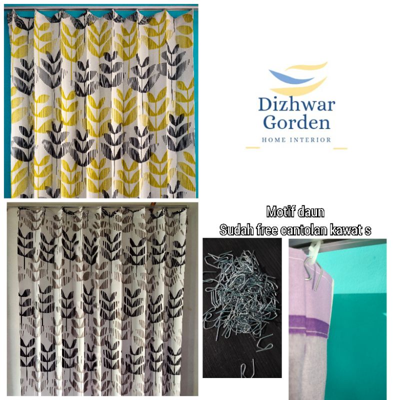 Jual Gorden model plisket satin/bridal amanda motif daun Gorden jendela ...