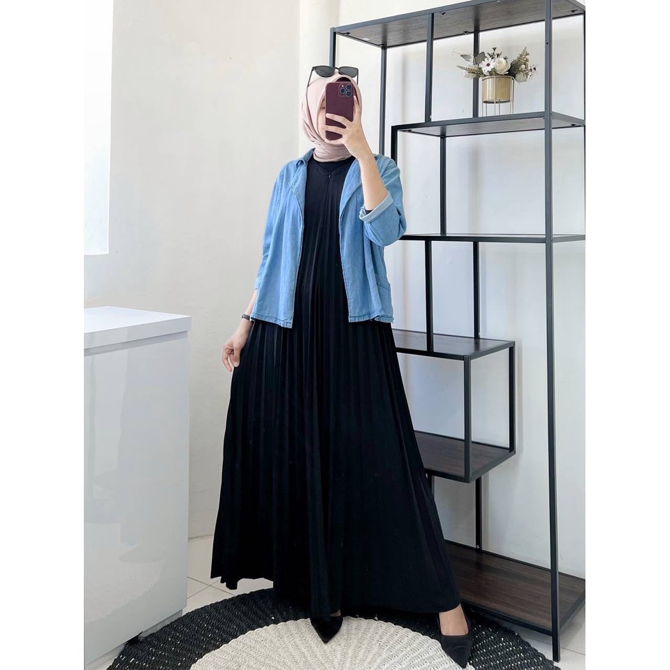 Jual Aii Colection - INNER DRESS PLISKET HITAM YOONA PLISKET / INNER ...