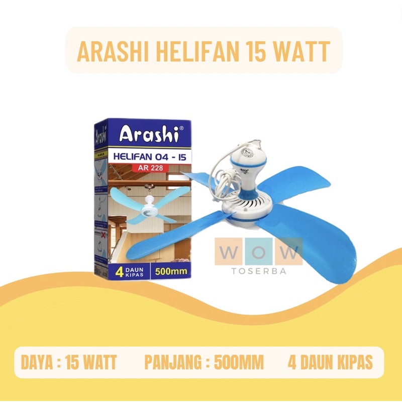 Jual Kipas Angin Gantung Arashi Helifan 15 Watt / Gantung Kecil ...
