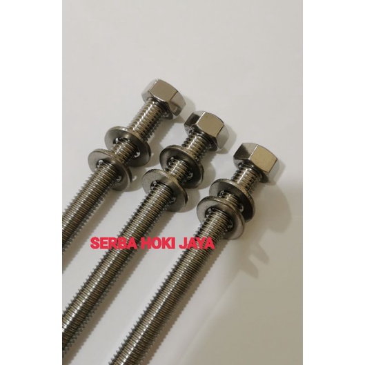 Jual AS DRAT STAINLESS M6X30cm + MUR 2pcs + RING PLAT 2pcs ( SUS304 ...