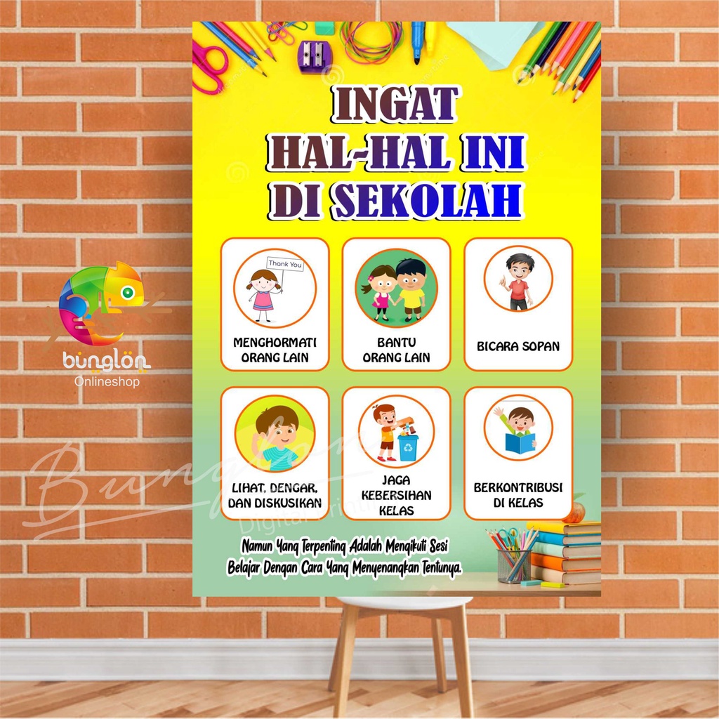 Jual Poster Budaya malu Guru, Kode Etik Guru, 5S, Budaya Malu Siswa ...