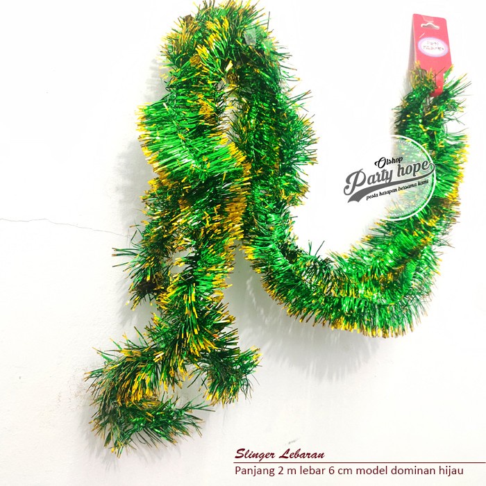 Jual slinger hijau list gold / slinger lebaran / slinger idul firti ...