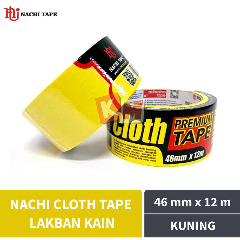 Jual Lakban Kain Kuning Nachi Cloth Tape 46 mm / 2 Inch x 12 meter ...