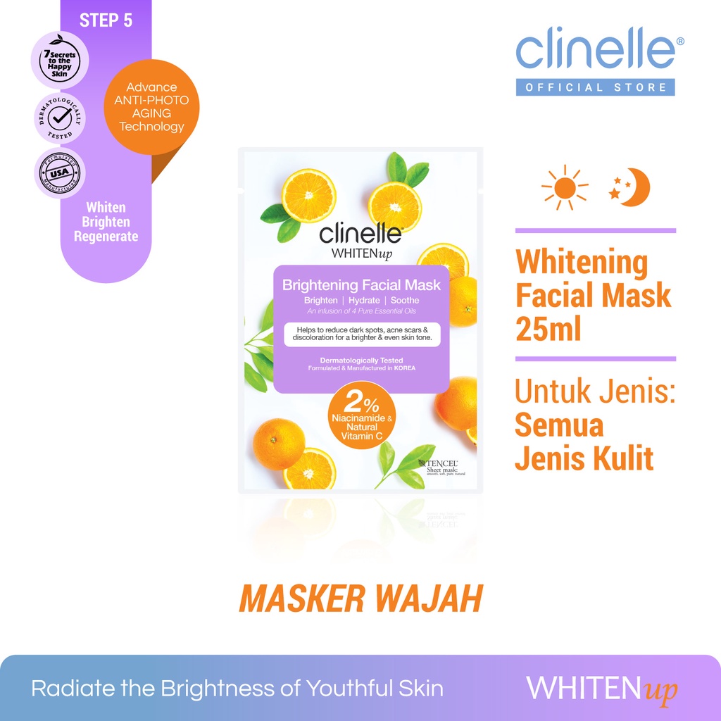 Jual CLINELLE WhitenUp Brightening Facial Mask - Masker Wajah Kulit ...