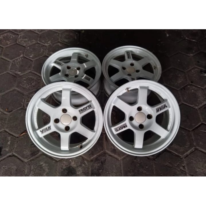 Jual velg racing mobil bekas te37 ring 15x7 pcd 4x100 et 35 white | Shopee Indonesia