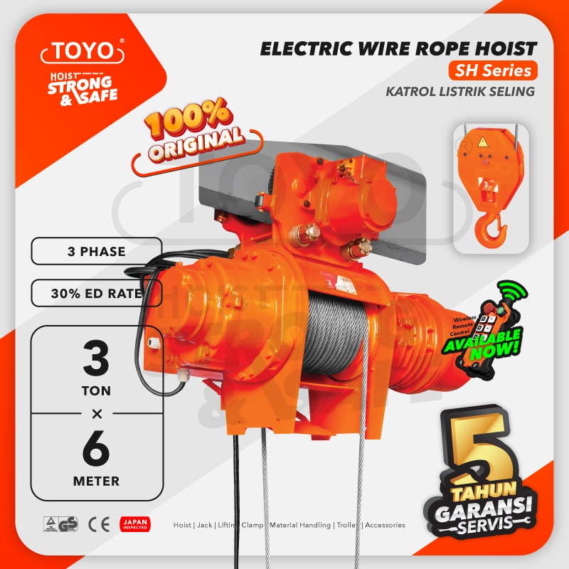 Jual TOYO Electric Wire Rope Hoist 3 Ton x 6 Meter SH Series | Shopee ...