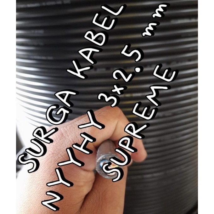 Jual NYYHY 3x2.5 mm SUPREME/ NYMHY BLACK 3 x 2.5 mm/ kabel serabut/ kabel flexible | Shopee ...