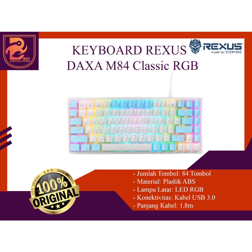 Jual Rexus Keyboard Wireless Gaming Mechanical Daxa M84 Classic ...