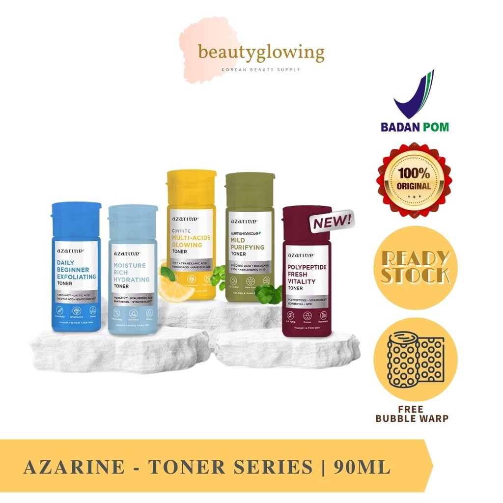 Jual AZARINE TONER 90 ml MULTI ACIDS GLOWING MILD PURIFYING MOISTURE ...