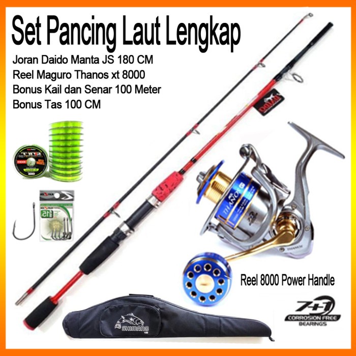 Jual Paket Pancing Laut Maguro Thanos XT Joran Daido Manta 180 CM | Shopee Indonesia