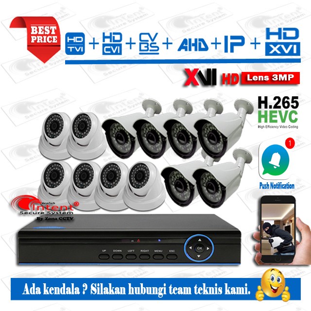 Jual Intent 12 Camera Full-HD XVi 1080P Untuk Rumah Ruko Kantor Gudang ...