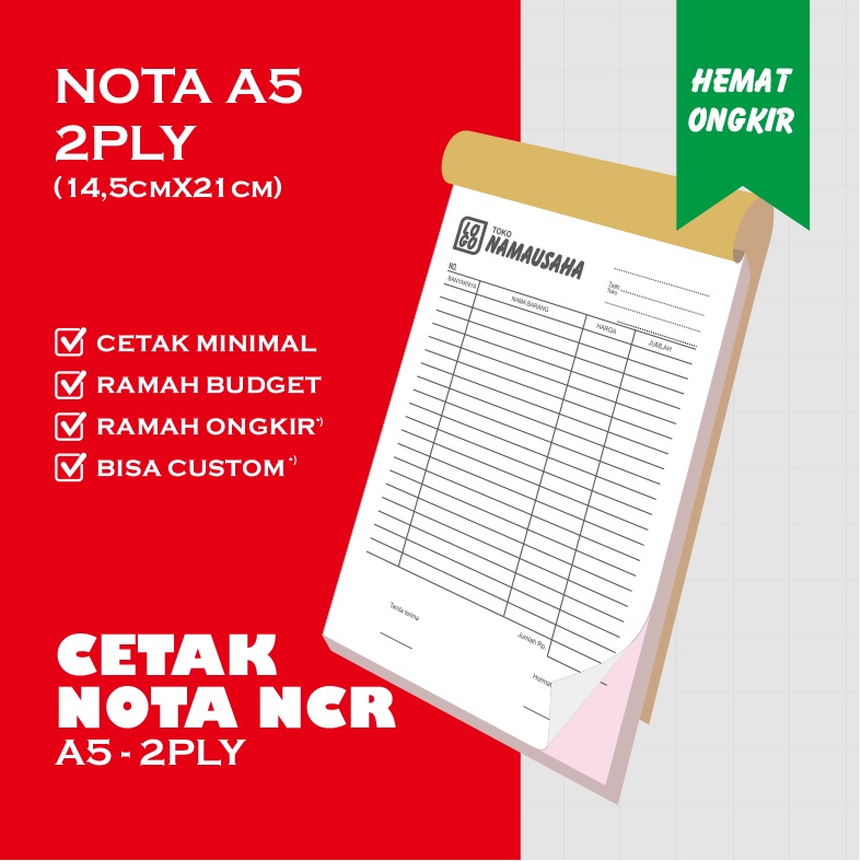 Jual CETAK MURAH NOTA NCR A5 - 2 PLY | Shopee Indonesia