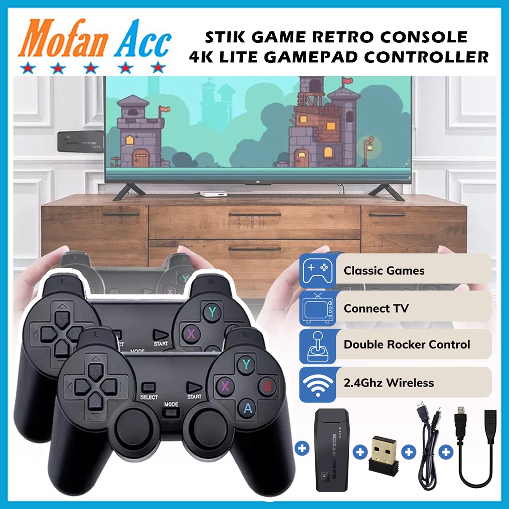 Jual Game Stick Retro 4K Lite 32GB 64GB Joystick Untuk Main PS1 GBA GB ...