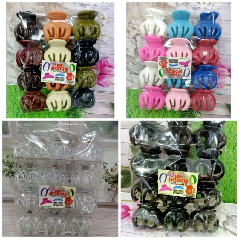 Jual Jedai besar jepit rambut Gigi 5 ukuran 5 cm multiwarna isi 12 pcs | Shopee Indonesia