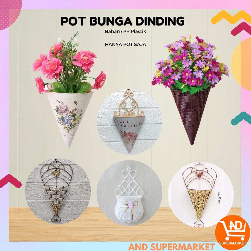 Jual Pot Bunga Gantung Tempel Pot Bunga / Tanaman Plastik Dekorasi ...