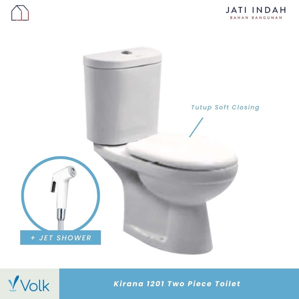 Jual Kloset Duduk + Jet Shower VOLK Kirana 1201 White AS 50 cm | Two ...