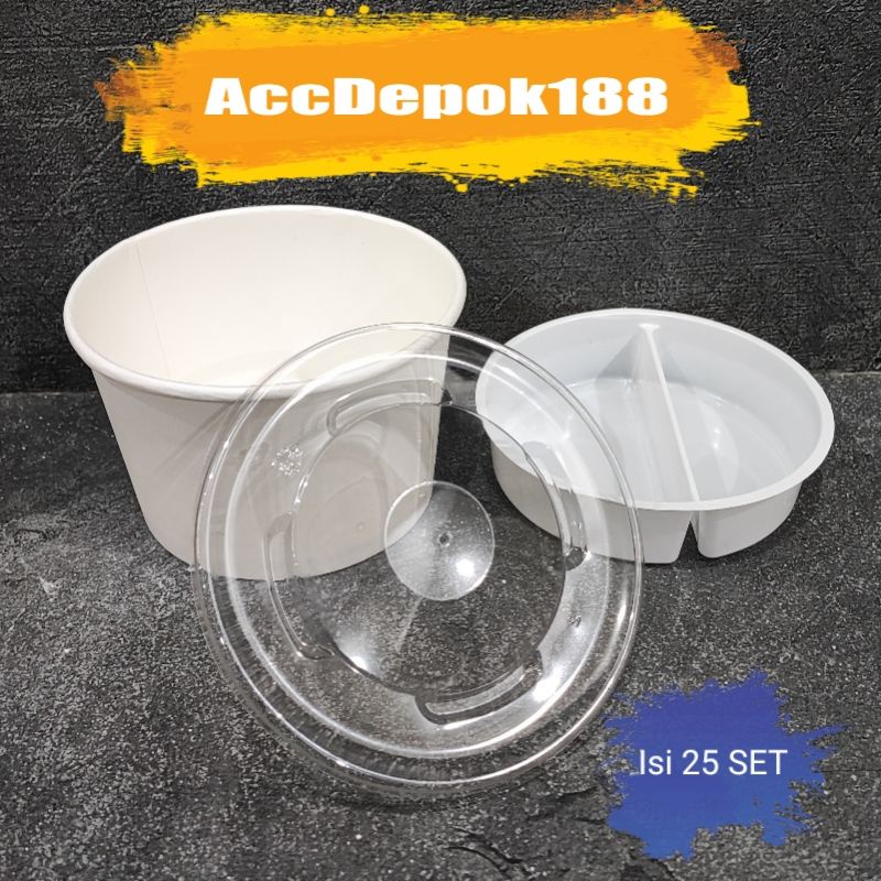 Jual Paper Bowl 650ml / Rice Bowl 650ml / 650 / Mangkok Kertas + LID ...