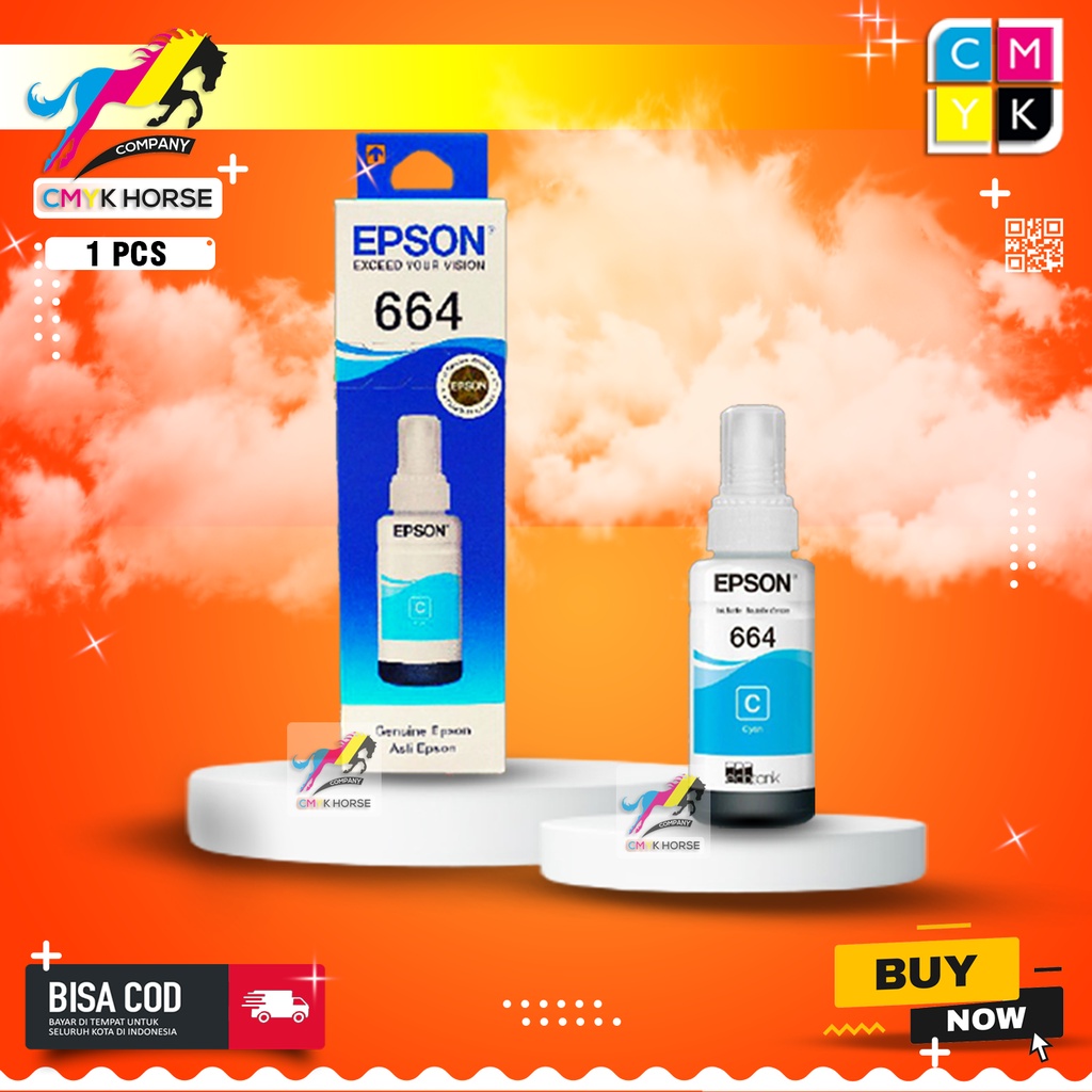 Jual Tinta Epson 664 CYAN SERIES L360 L120 L110 L210 L220 L310 L850 ...