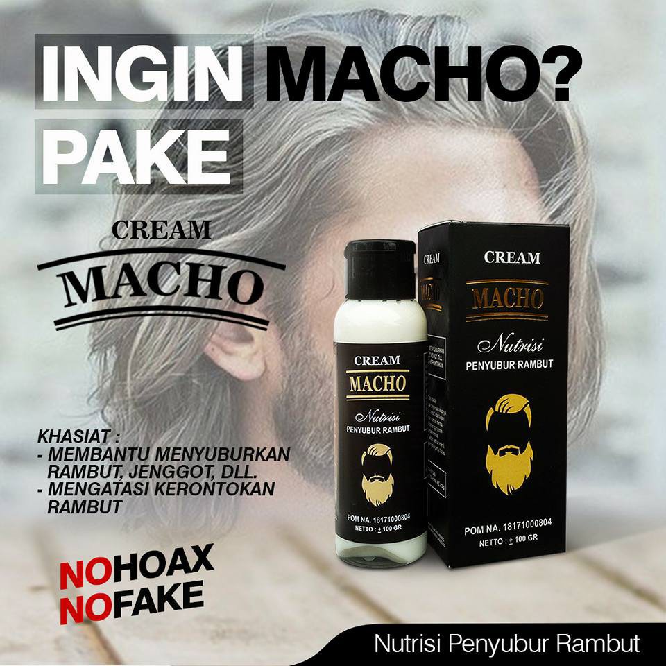 Jual Cream Macho Penumbuh Rambut Botak Brewok 100gr Original | Nutrisi ...