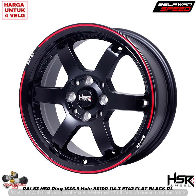 Jual VELG MOBIL RACING RING 15 HSR RAI-S3 PCD 4X100/114,3 UNTUK BRIO KIA PICANTO AGYA CALYA ...