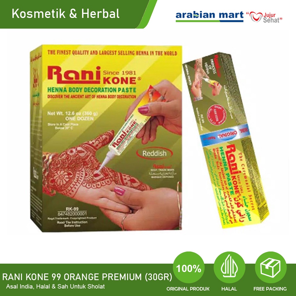 Jual Heena/Henna Rani Kone RK 99 30gr Premium Kemerahan Kemasan Arab ...