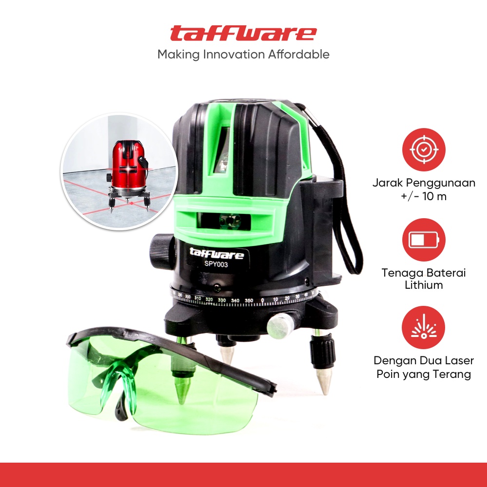 Jual Taffware Self Leveling Projector Green Laser 2 Line - SPY003 ...