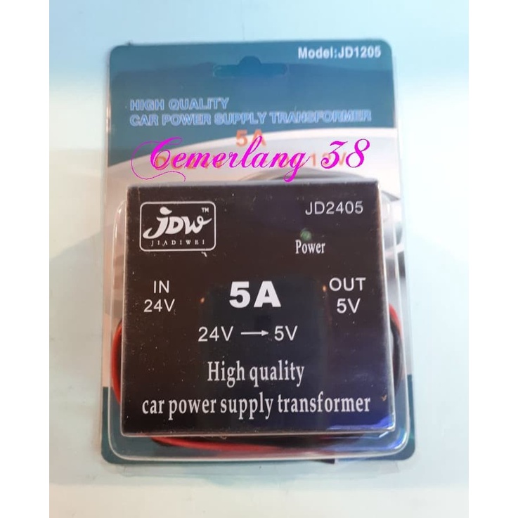 Jual Step Down 5A DC 24V to 5V Car Power Supply Transformer Converter ...