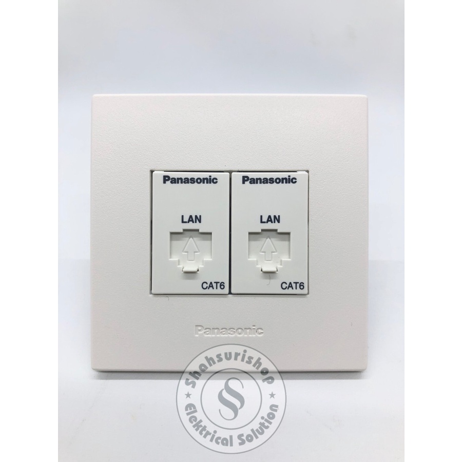Jual STOP KONTAK OUTLET DATA CAT6 PANASONIC ISI 2 + FRAME PUTIH ...