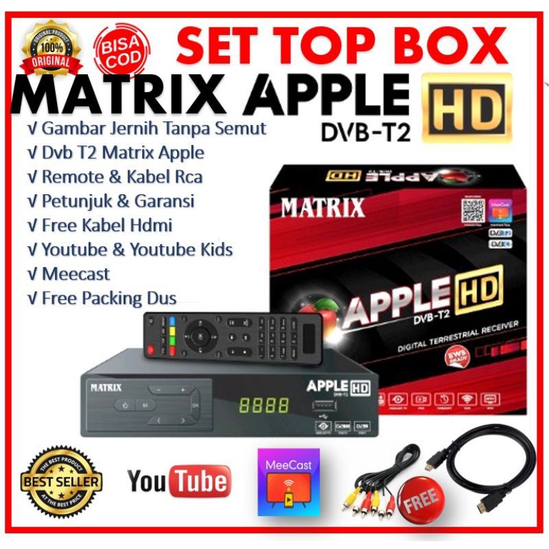 Jual STB SET TOP BOX TV DIGITAL MATRIX APLE MERAH | Shopee Indonesia