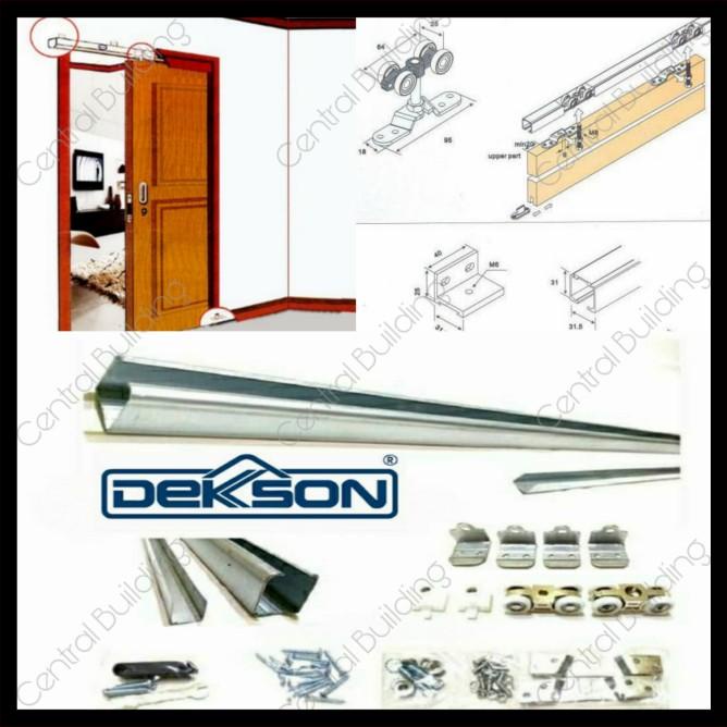 Jual Rel Pintu Sliding Dekson D3 /Rel Geser 180Cm Paket Lengkap Roda+Kunci | Shopee Indonesia