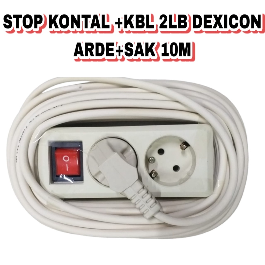 Jual STOP KONTAK+KABEL 2LB DEXICON ARDE+SAKLAR 10M | Shopee Indonesia
