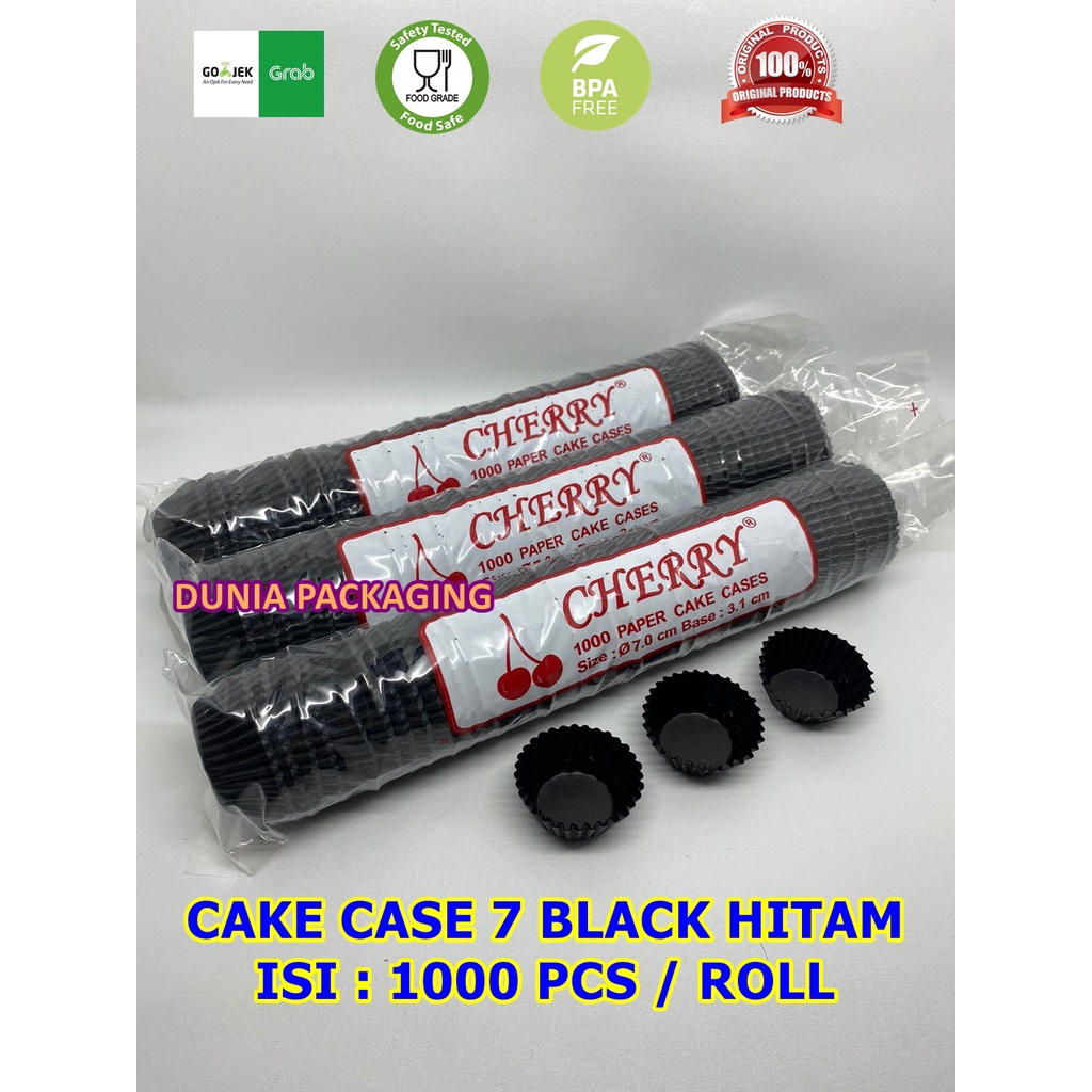Jual Paper Cake Cases cup 7cm Alas Roti Kue Bolu Kertas CHERRY 7 BLACK ...