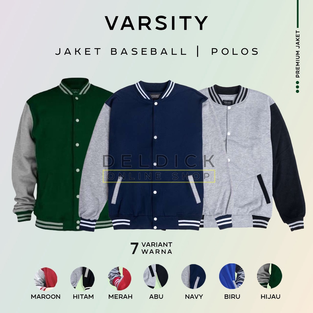 Jual JAKET BASEBALL POLOS VARSITY SWEATER PRIA WANITA DISTRO BANDUNG ...