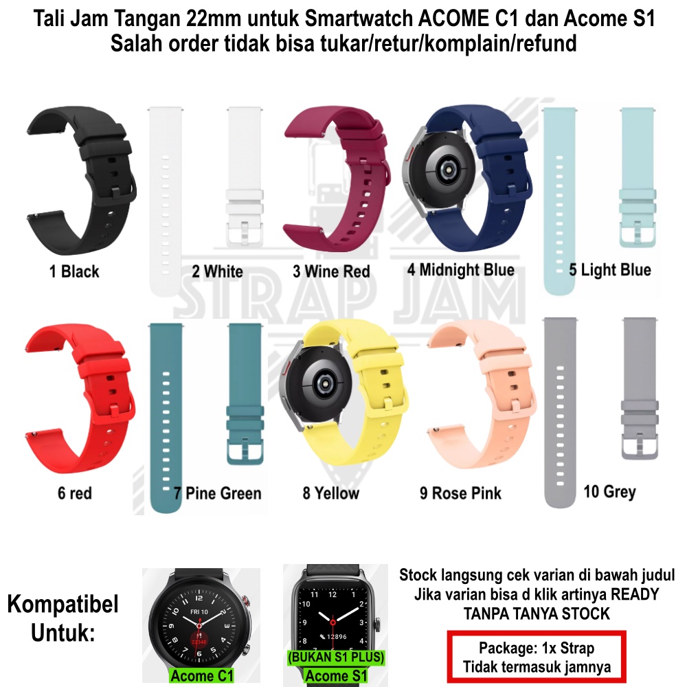 Jual PWK Tali Jam Tangan Acome C1 (Bulat) / S1 (Kotak) - Strap 22mm ...