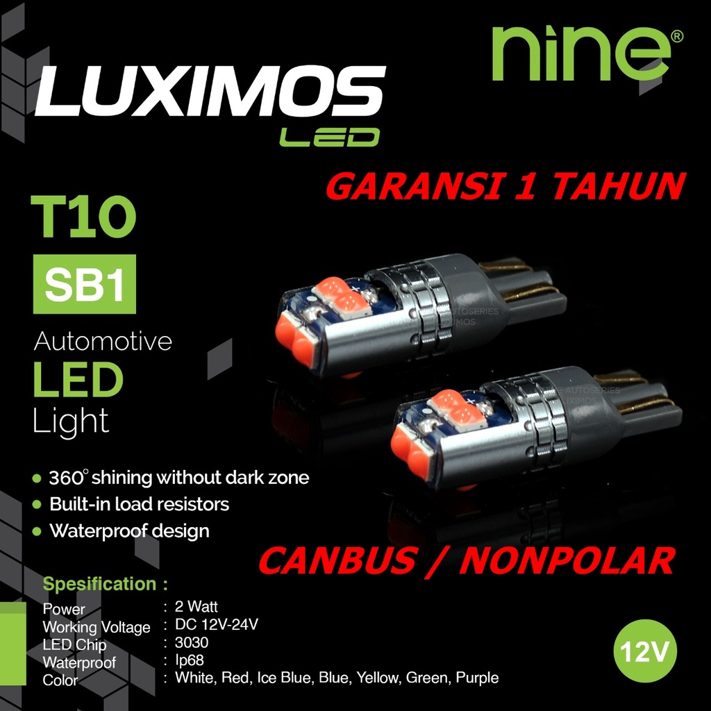 Jual LAMPU LED T10 6 MATA 9NINE LUXIMOS SEIN SENJA PLAT NOMOR CHIP CSP ...