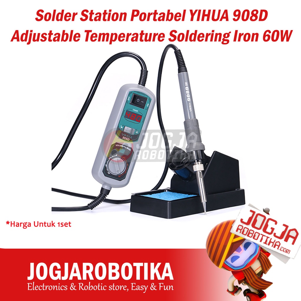 Jual Solder Station Portabel YIHUA 908D Adjustable Temperature Soldering Iron 60W | Shopee Indonesia