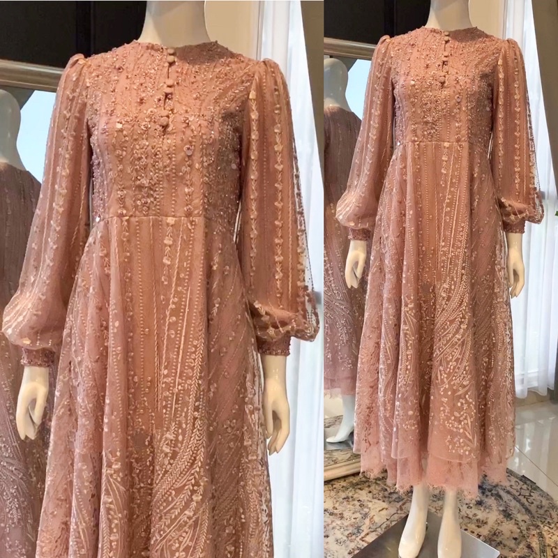 Jual LUXURY GOWN LACELOOK / GAUN PREMIUM GAUN KONDANGAN GAUN BRIDESMAID GAUN FULL PAYET | Shopee ...