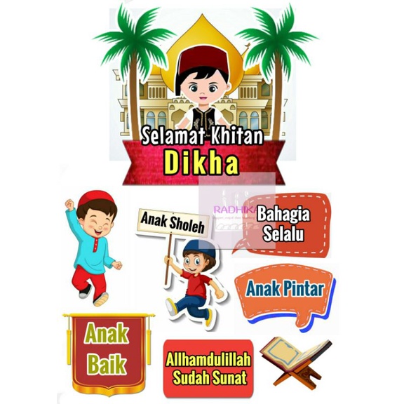 Jual Topper hiasab kue khitan khitanan sunat custom nama | Shopee Indonesia
