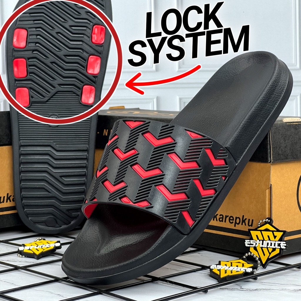 Jual Estunice Sandal Slop Pria Slip On Slide Selop Karet - Virgo Merah ...