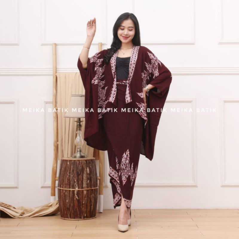 Jual Cardigan Batik Wanita Modern Set Kebaya Modern One Set Rok Lilit ...
