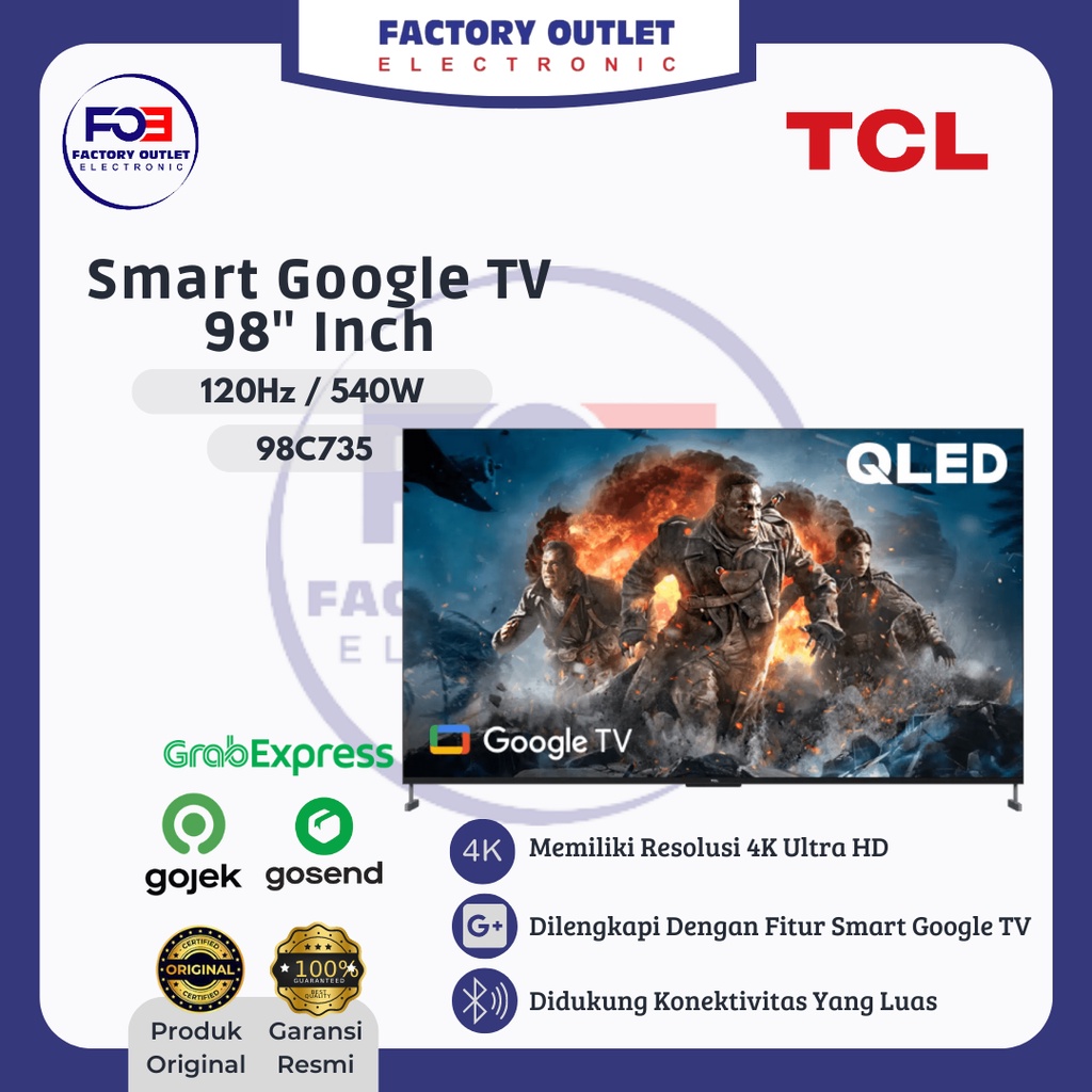 Jual TCL 98C735 QLED Smart Android TV 4K Ultra HD 98 " Inch | Shopee Indonesia