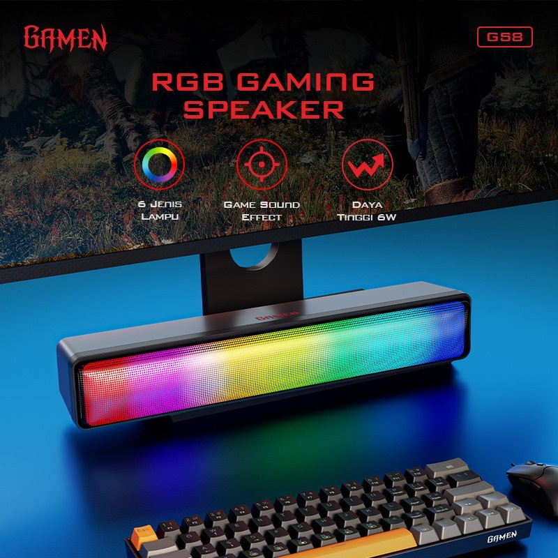 Jual Soundbar Gamen RGB Light GS8 Speaker Komputer Laptop PC Gamen GS 8 ...