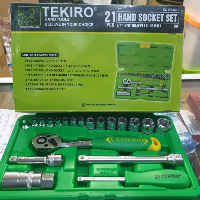 Jual Shock Kunci Sok Set Tekiro 21 Pcs Socket Wrench 1/4 - 3/8 Tekiro 21Pcs | Shopee Indonesia