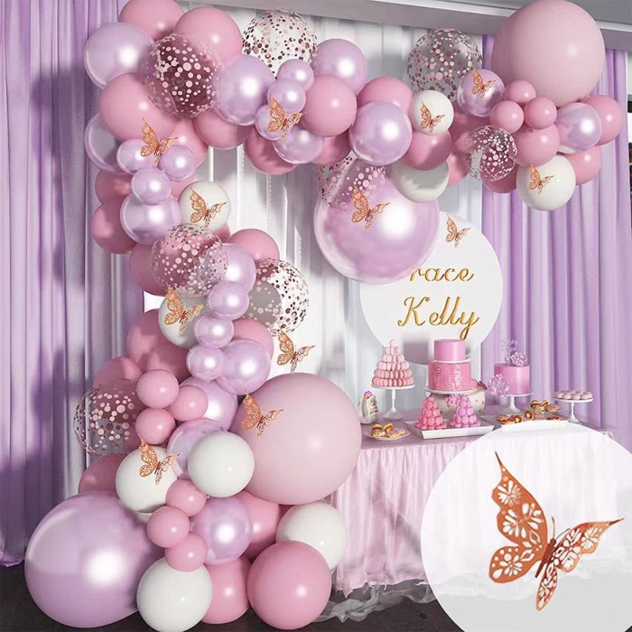 Jual Balon Set Arch Ungu Pink Metalik Balon Garland Balon Rantai Lem ...