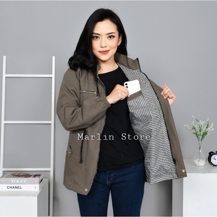 Jual Jaket Parka Wanita Jumbo LD 120 - Ld 130 - Ld 140 Kekinian Terbaru Bolak Kalik | Shopee ...