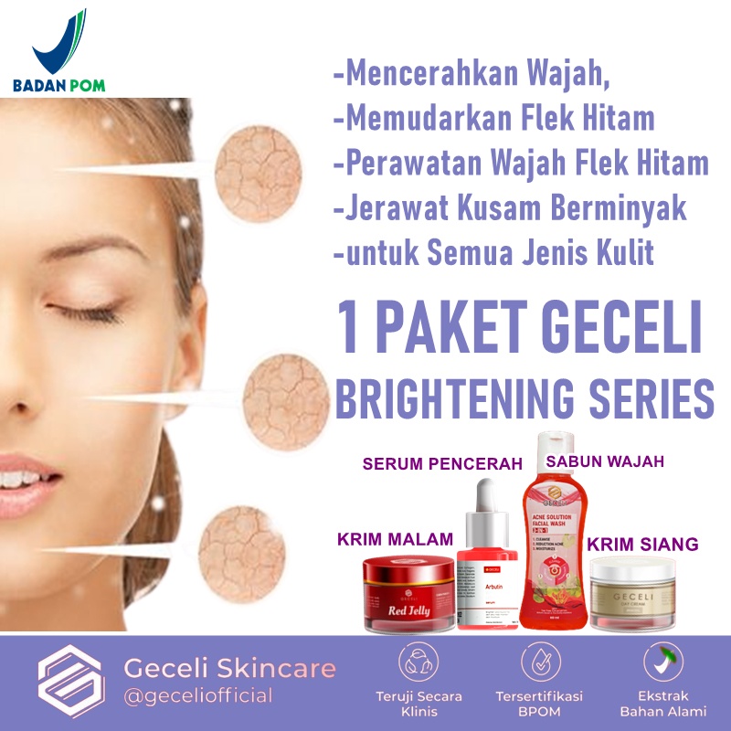 Jual Geceli Skincare Paket Brightening 4in1 Paket Pencerah Dan Glowing