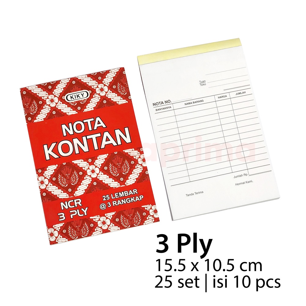 Jual Nota Kontan Kiky 3 ply Kecil isi 10 Buku Bon Faktur Putih Merah ...