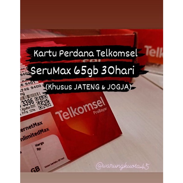 Jual KARTU PERDANA TELKOMSEL SERUMAX 65GB 30HR (Ex: 31 MAR 2023) | Shopee Indonesia